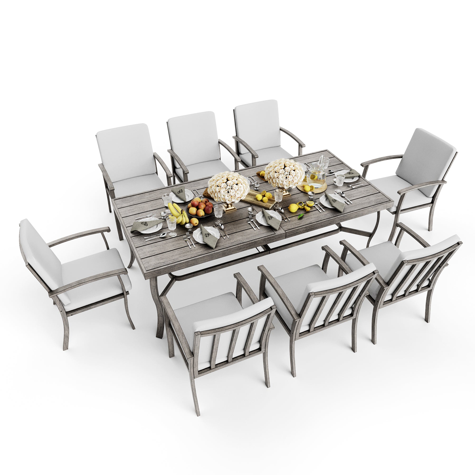 HAPPATIO 9 Piece Patio Dining Set, Aluminum Outdoor Dining Set, Alumin ...
